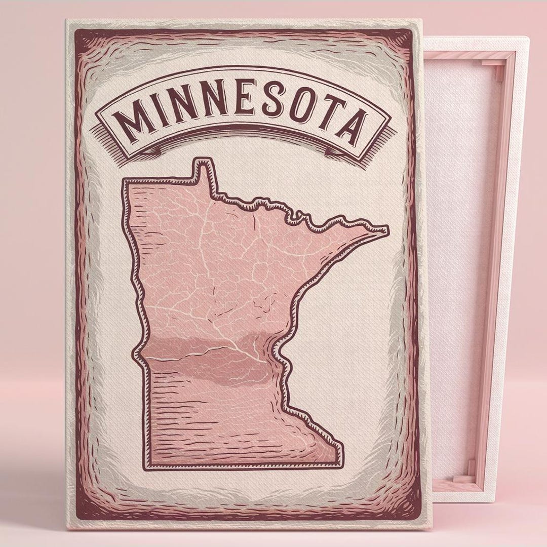Minnesota State Heritage Map Art Poster or Canvas Wall Art for Rustic ...