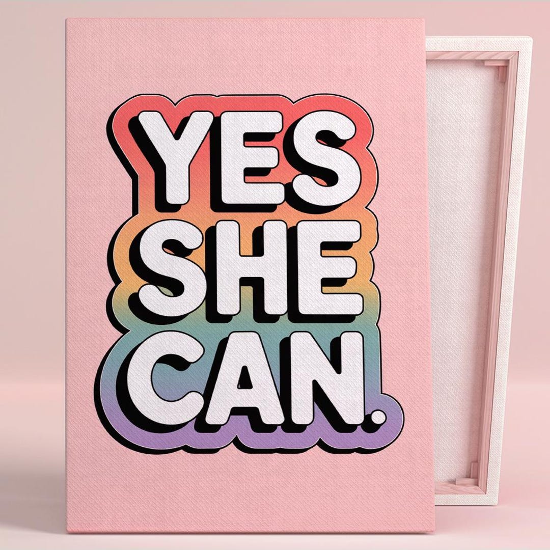 Yes She Can Art Poster or Canvas Wall Art for Modern Office ...