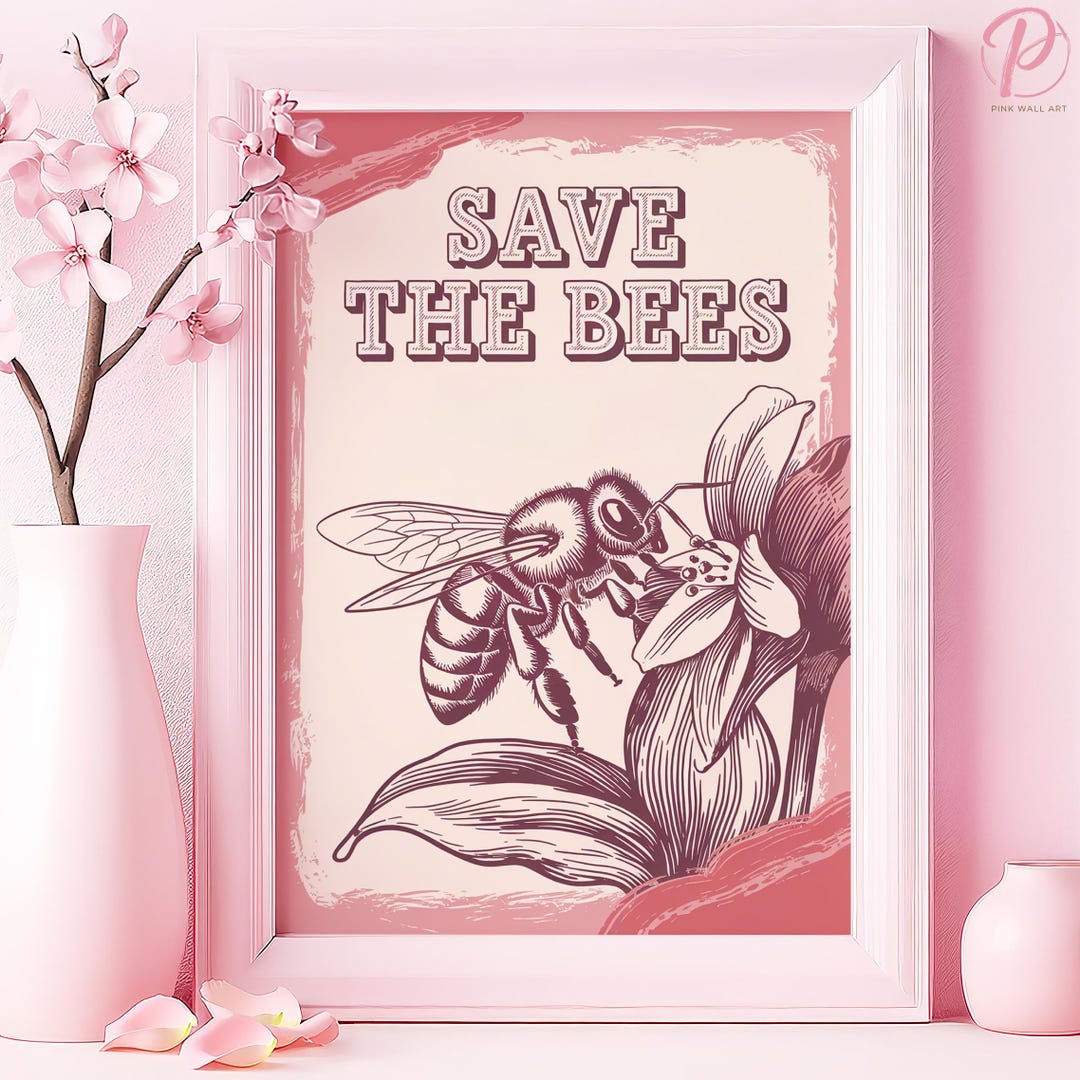 Save the Bees Art Poster or Canvas Wall Art for Modern Living Room ...
