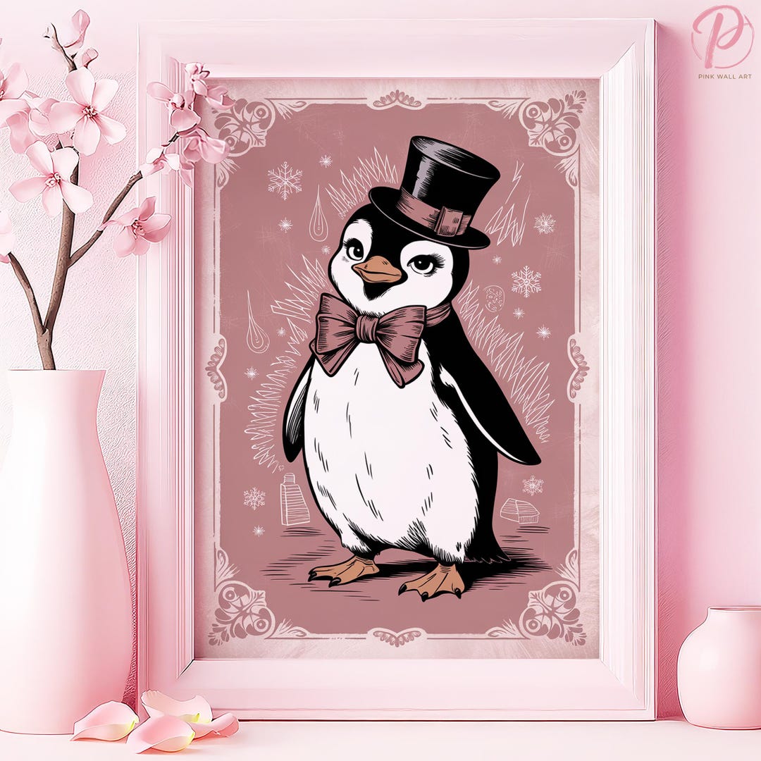 Dapper Penguin Elegance Art Poster or Canvas Wall Art for Victorian ...