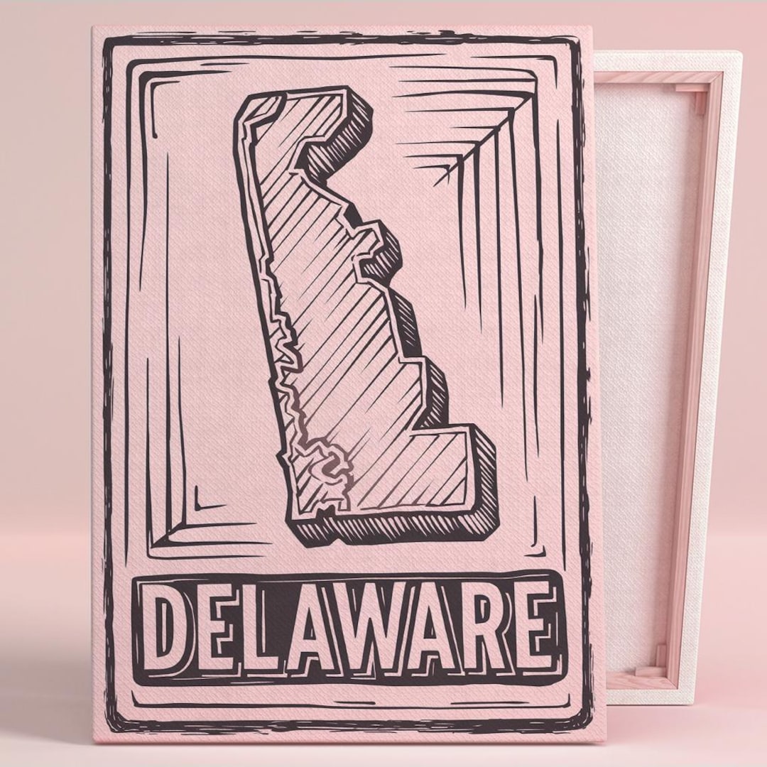 Delaware State Lines Art Poster or Canvas Wall Art for Modern Office ...