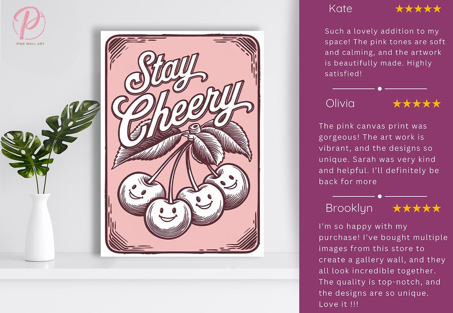 Stay Cheery Art Poster or Canvas Wall Art for Modern Kitchen Retro ...