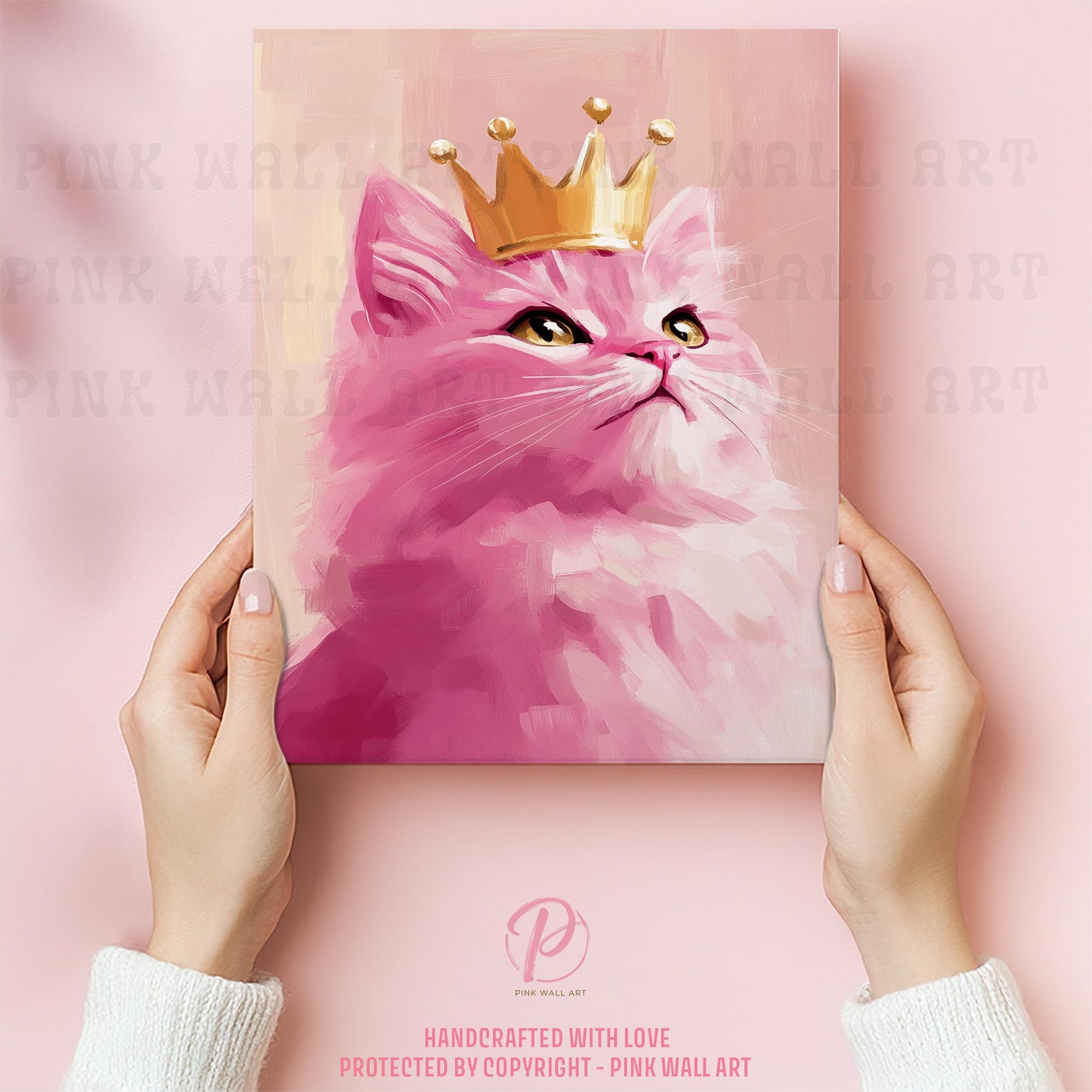 Royal Pink Cat Crown Art Poster or Canvas Wall Art Glam Bedroom ...