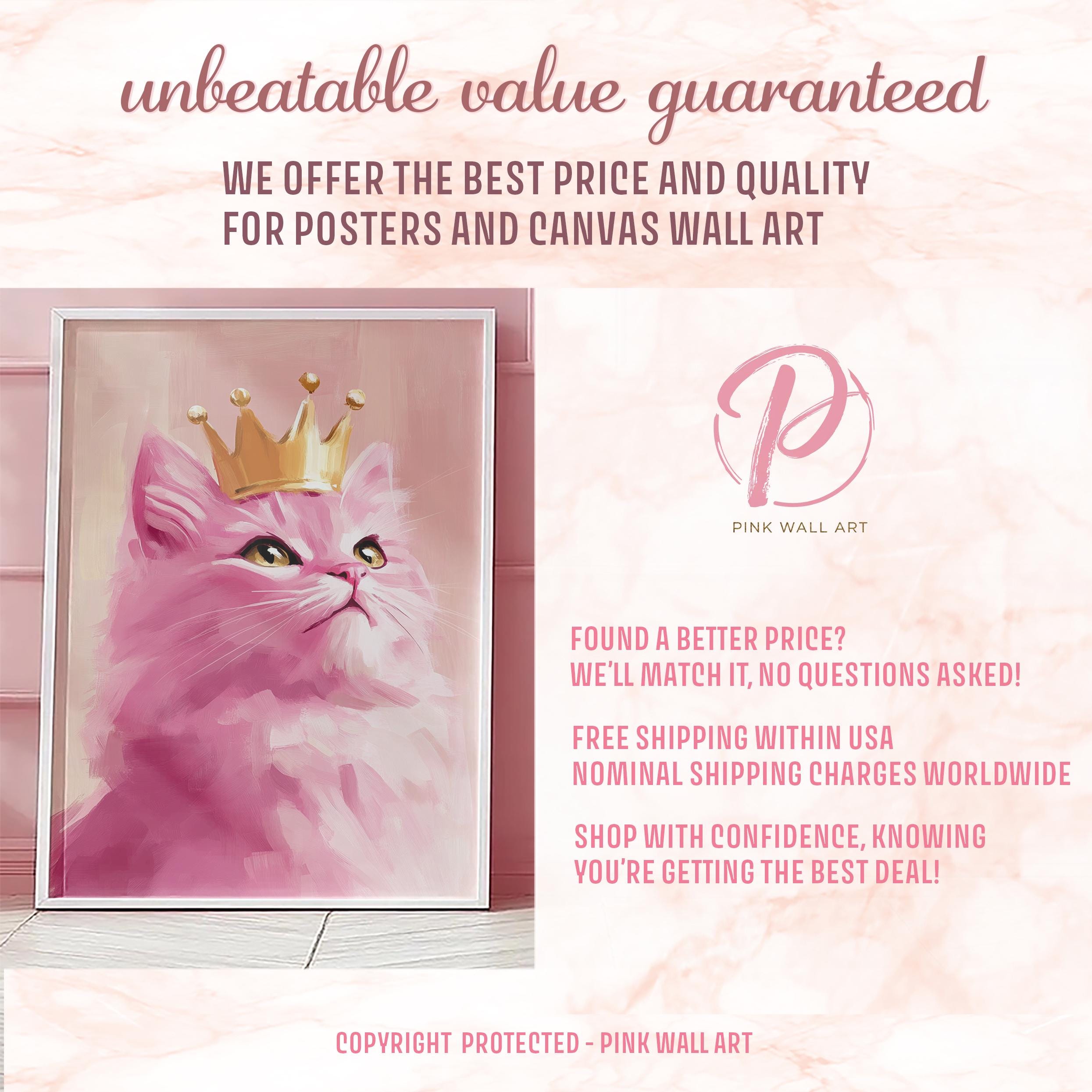 Royal Pink Cat Crown Art Poster or Canvas Wall Art Glam Bedroom ...