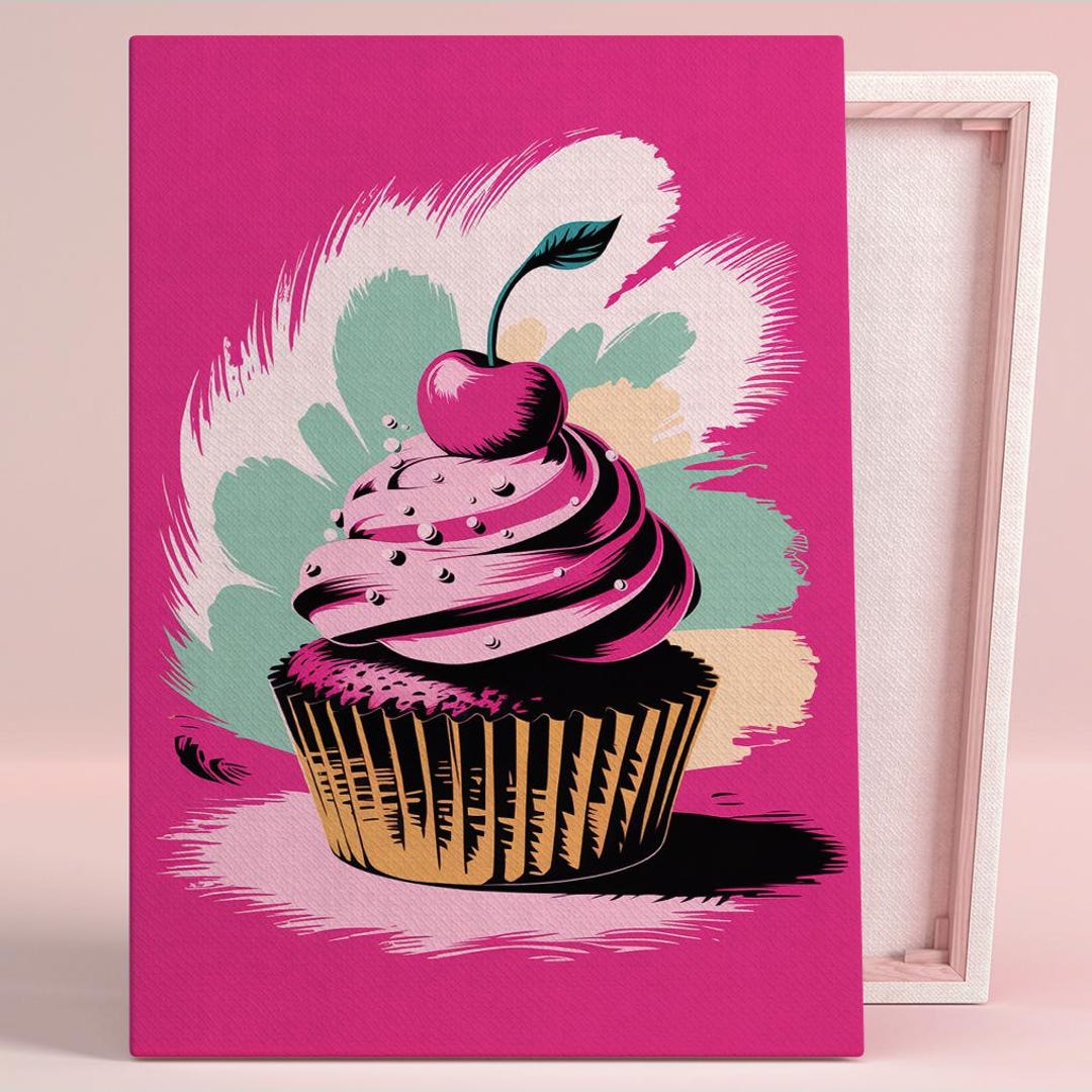 Cherry Topped Cupcake Pop Art Poster or Canvas Wall Art for ...