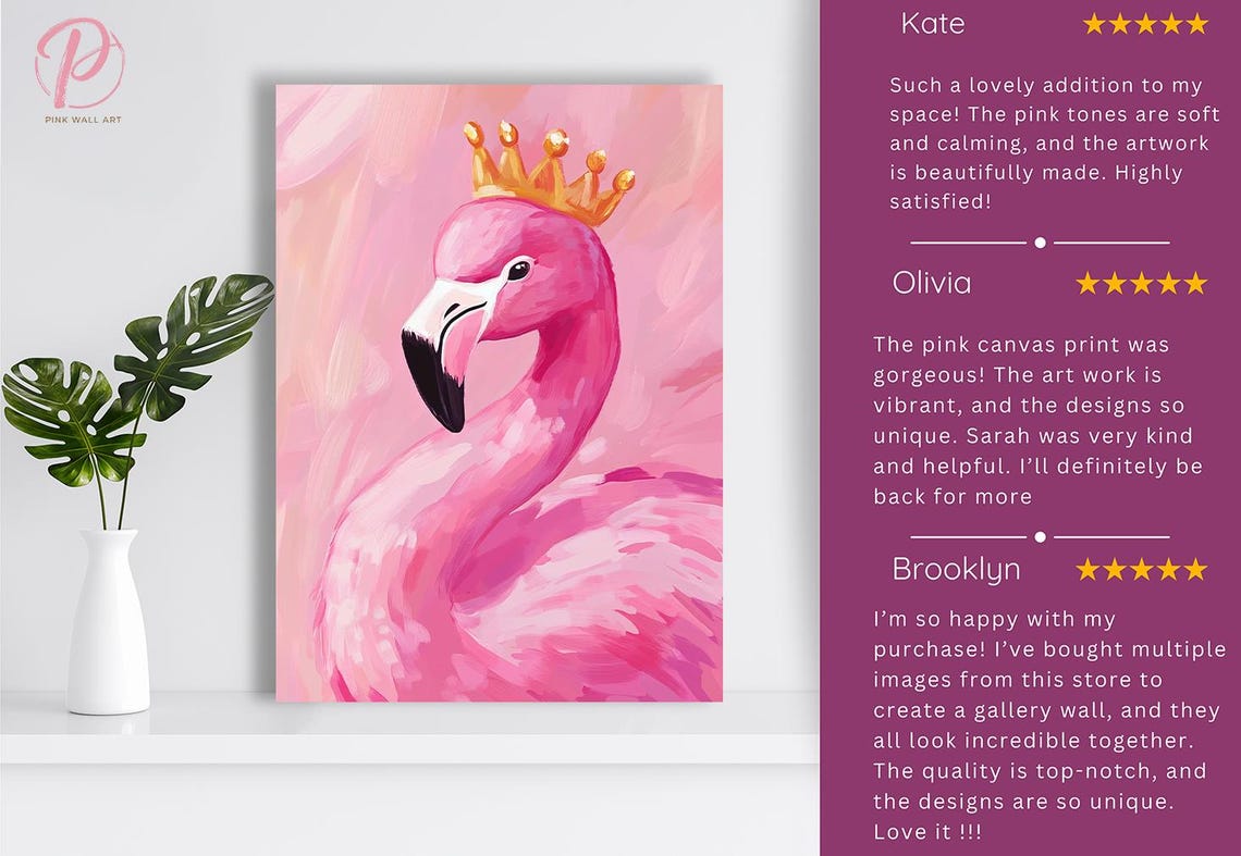 Royal Flamingo Queen Art Poster or Canvas Wall Art for Glam Bedroom ...