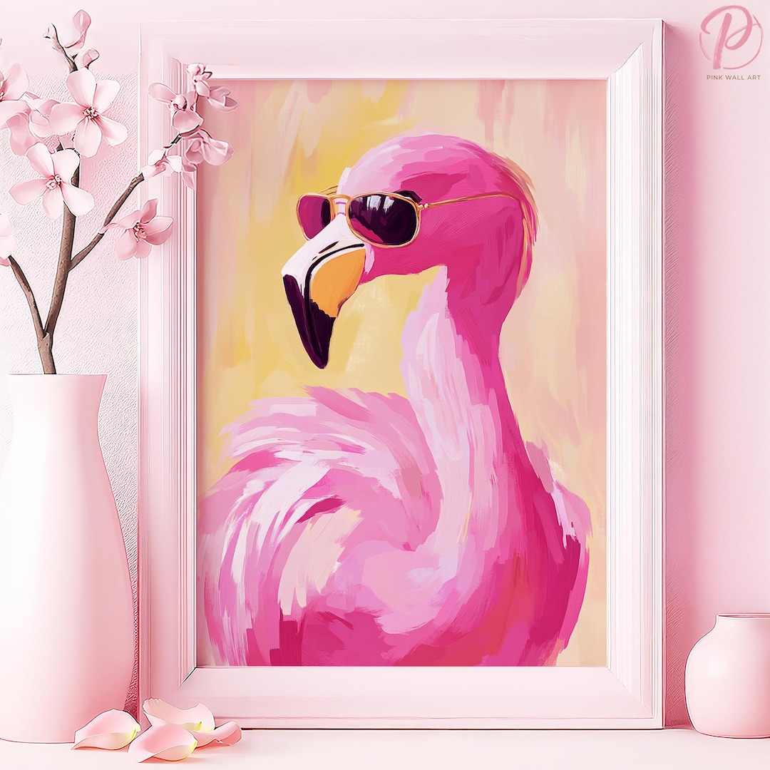Cool Flamingo Sophistication Art Poster or Canvas Wall Art for Glam ...