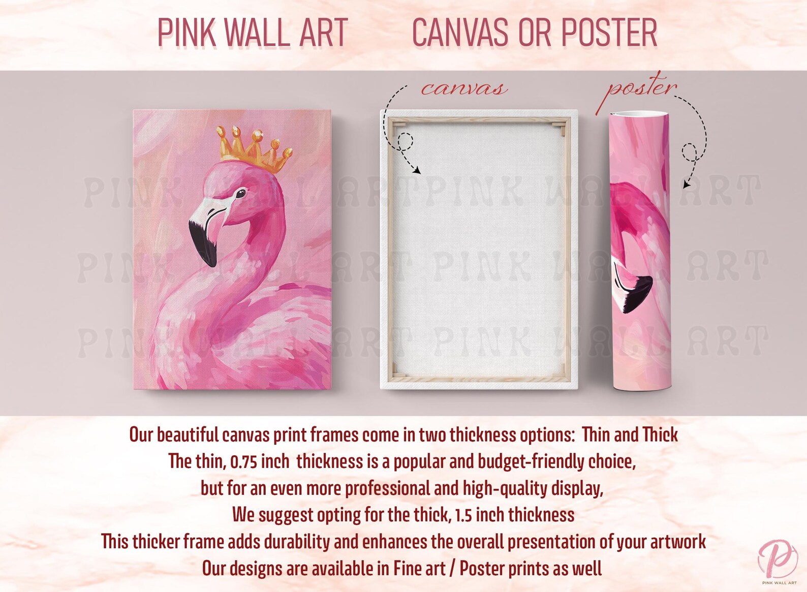 Royal Flamingo Queen Art Poster or Canvas Wall Art for Glam Bedroom ...