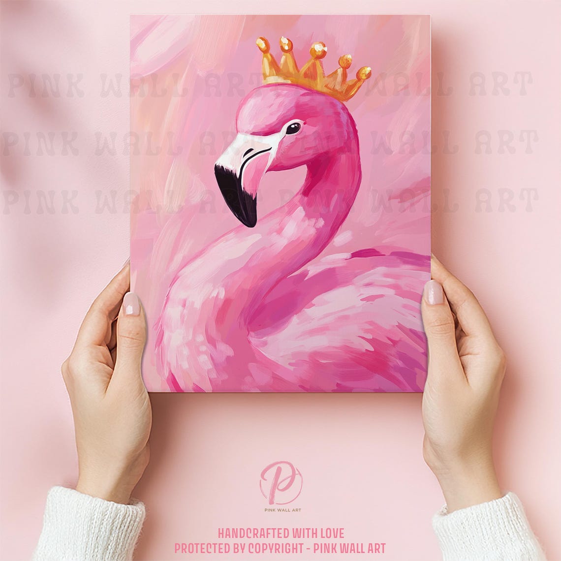 Royal Flamingo Queen Art Poster or Canvas Wall Art for Glam Bedroom ...