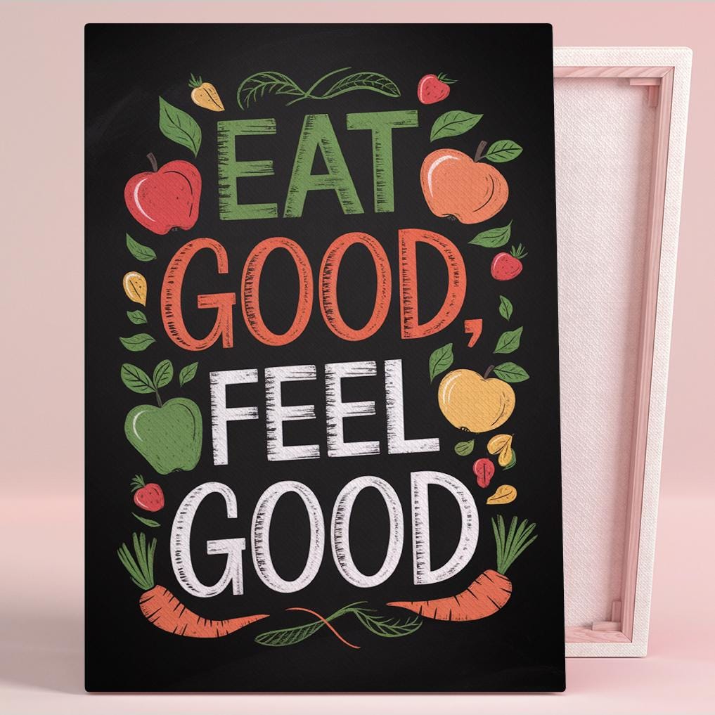 Eat Good Feel Good Art Poster or Canvas Wall Art for Farmhouse Kitchen ...