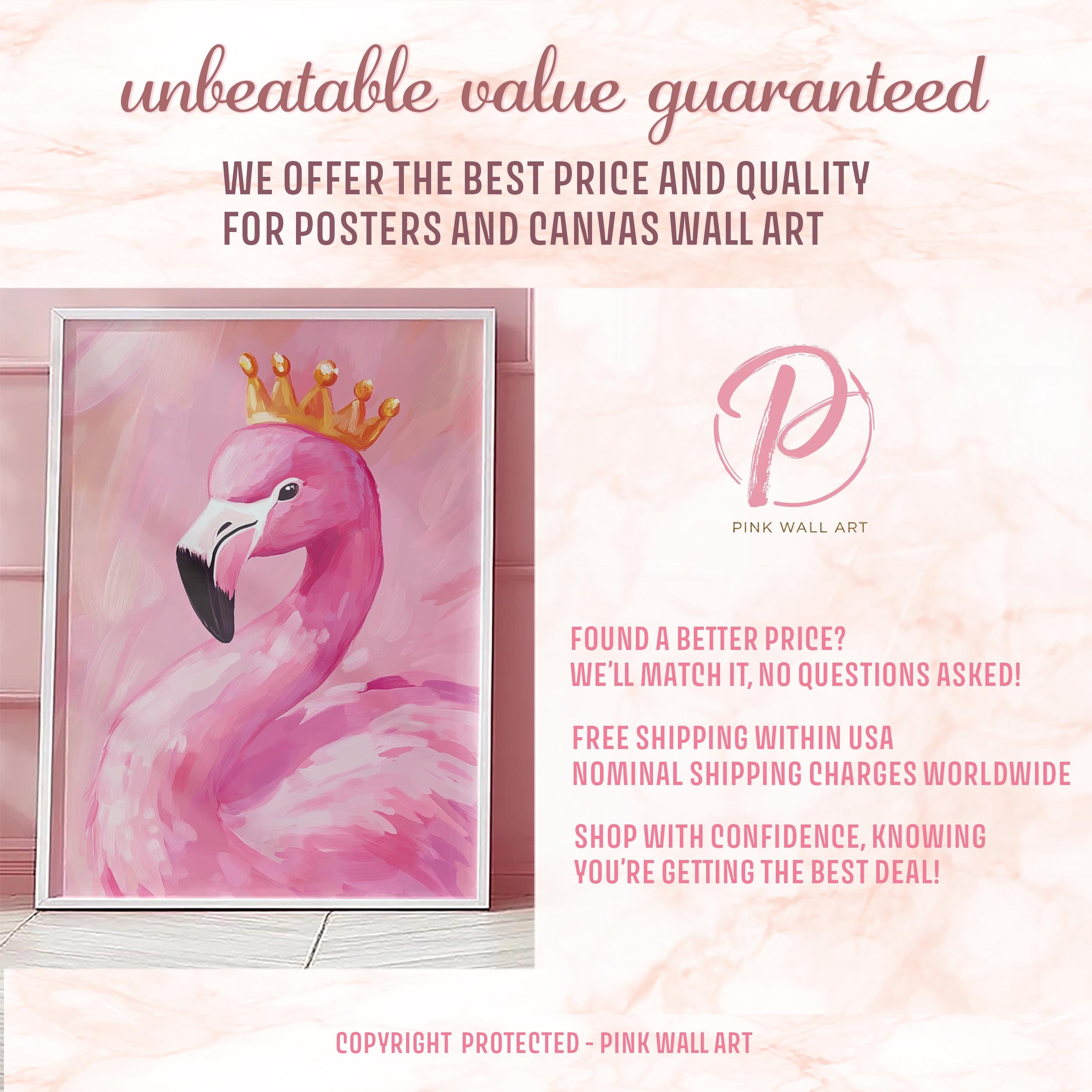 Royal Flamingo Queen Art Poster or Canvas Wall Art for Glam Bedroom ...