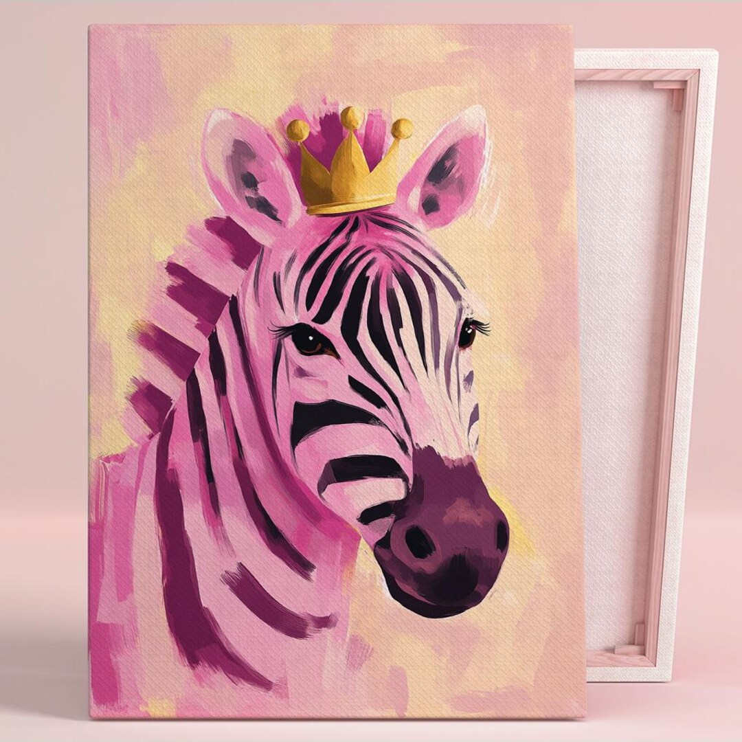 Royal Pink Zebra Queen Art Poster or Canvas Wall Art for Modern Nursery ...