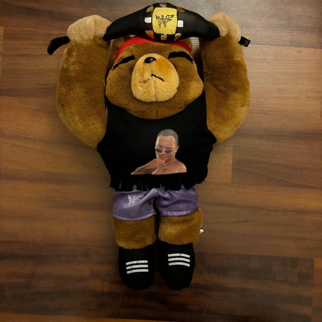WWF Teddy Bear Plush Wrestler Championship Belt T-shirt Shorts Cuddle ...