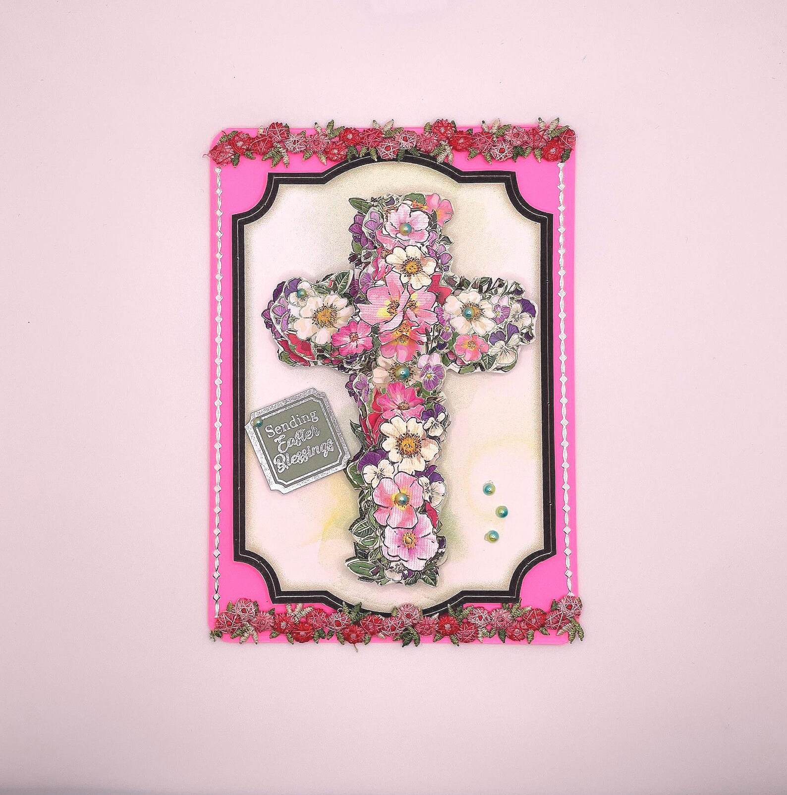 Handmade Card 3D - Sending Easter Blessings - Religuous Easter Cross - Etsy
