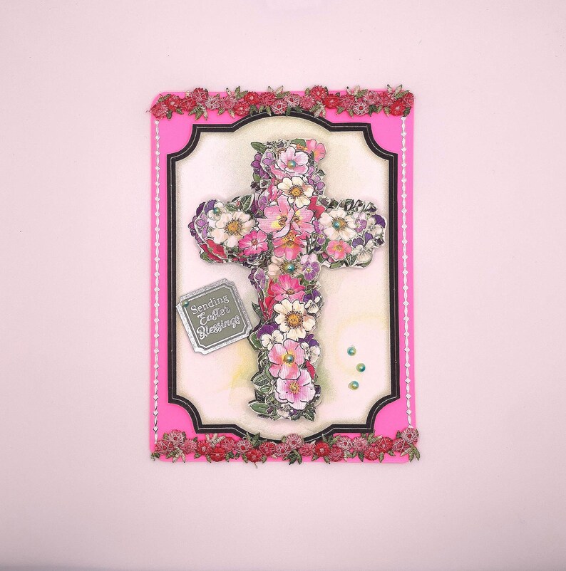 Handmade Card 3D - Sending Easter Blessings - Religuous Easter Cross - Etsy