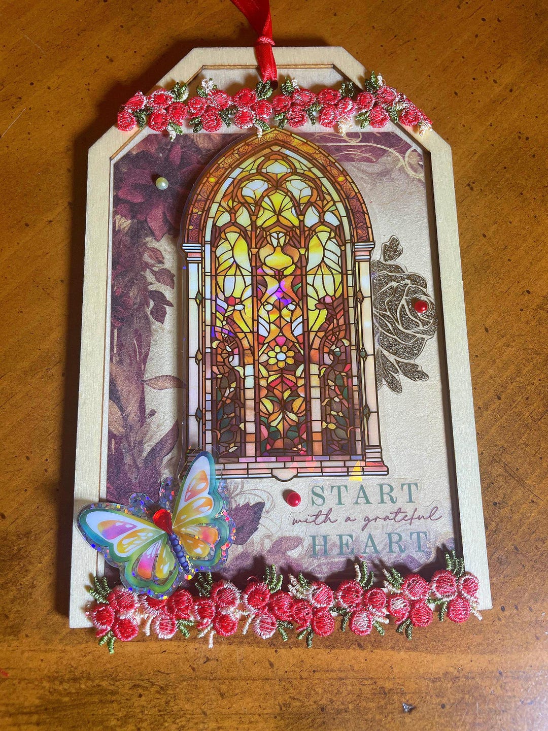Handmade Wood Crafts Stained Glass Religious - "start With A Grateful ...