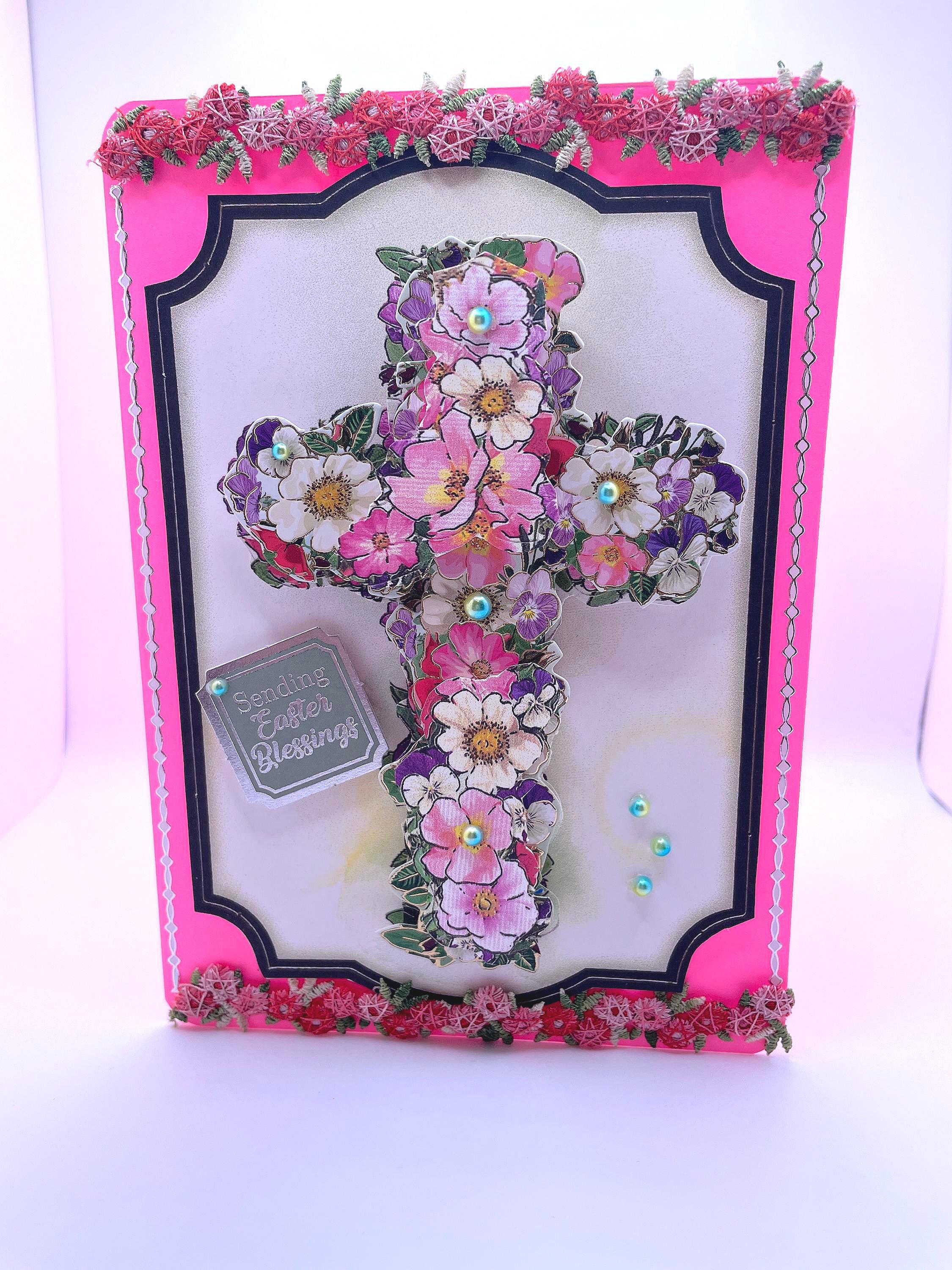 Handmade Card 3D - Sending Easter Blessings - Religuous Easter Cross - Etsy