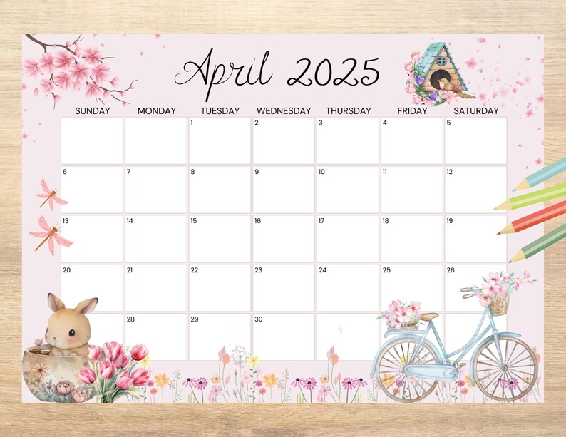 April 2025 Calendar, Notes, April Planner, Pdfs, Journaling, Instant ...