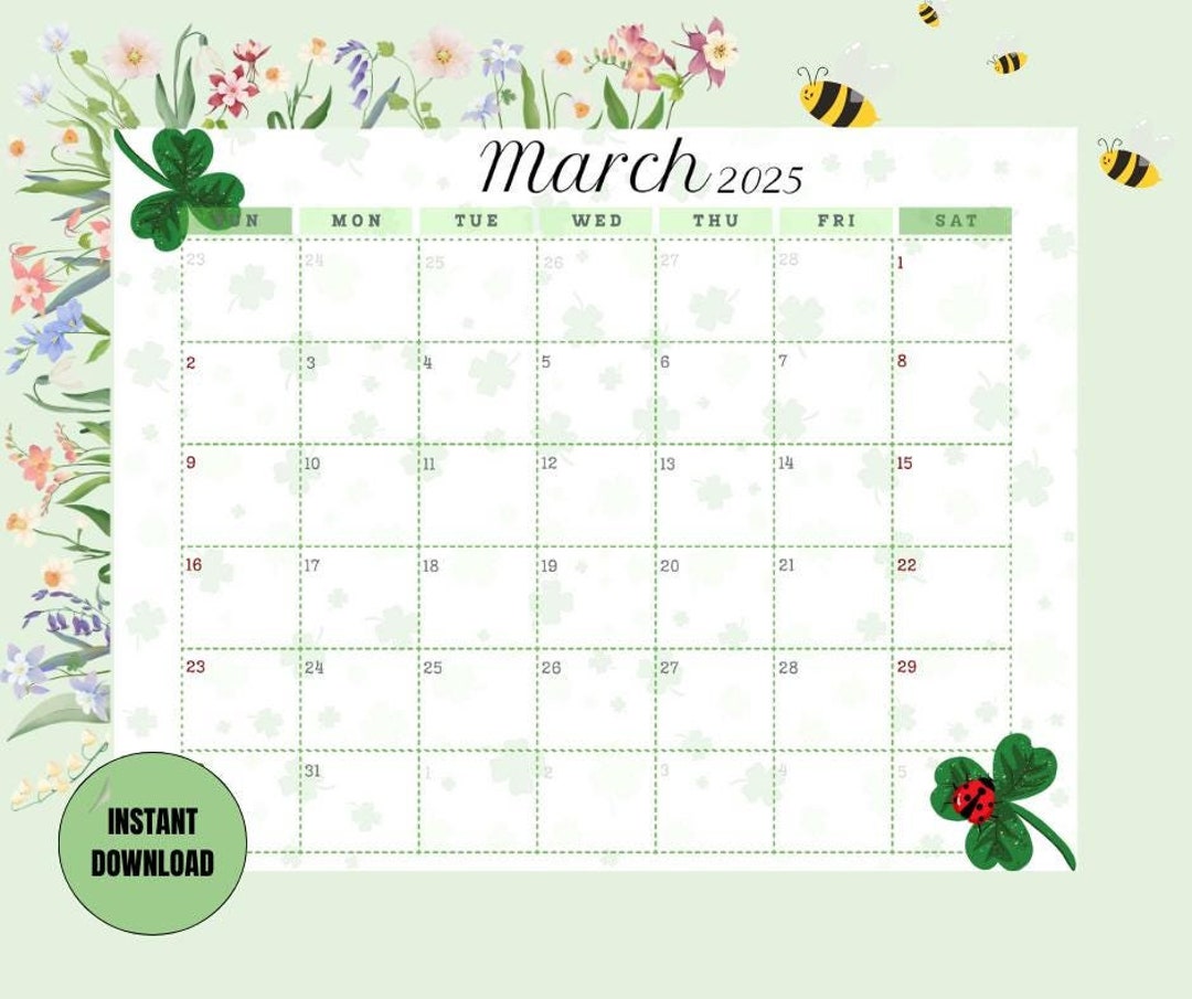 March 2025 Calendar, Notes, March Planner, Pdfs, Journaling, Instant ...