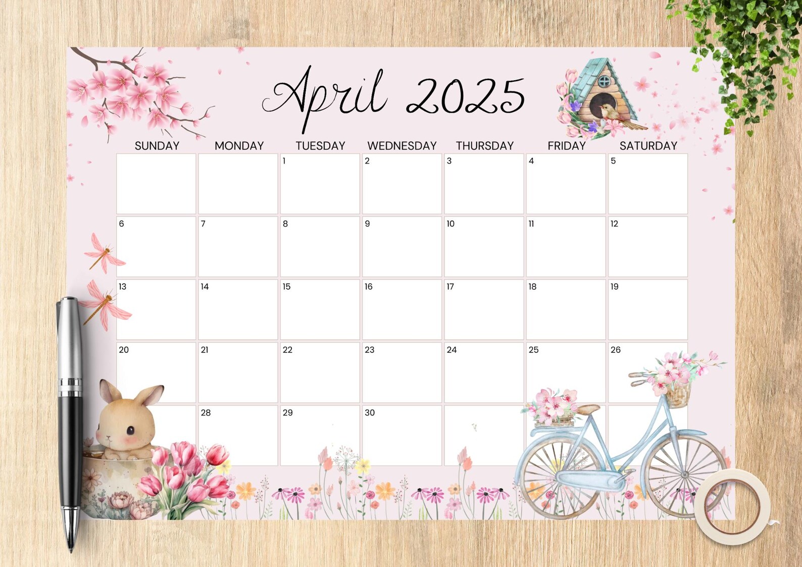 April 2025 Calendar, Notes, April Planner, Pdfs, Journaling, Instant ...