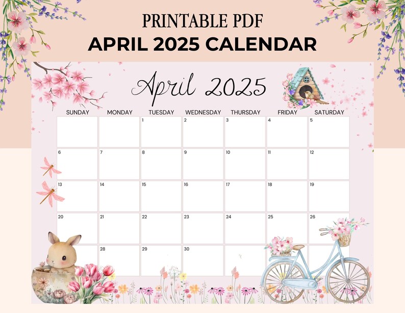 April 2025 Calendar, Notes, April Planner, Pdfs, Journaling, Instant ...