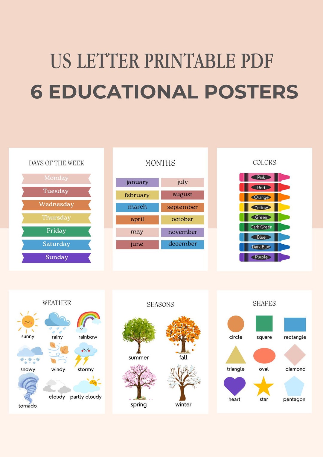 6 Educational Posters, Notes, Learning, Aesthetic, Instant Download - Etsy
