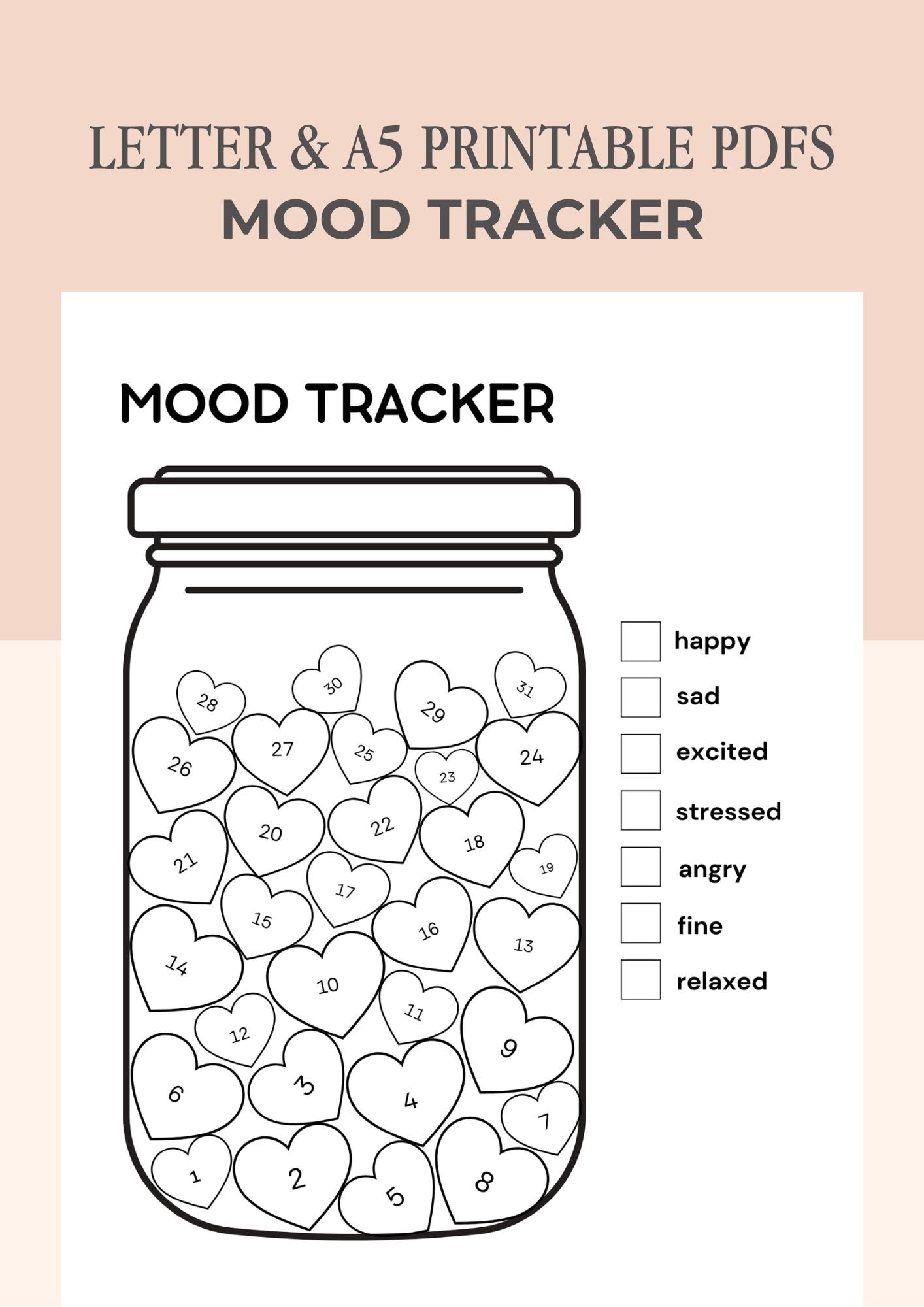 Mood Tracker, Journaling, Instant Download, Aesthetic, 2 Pdfs ...