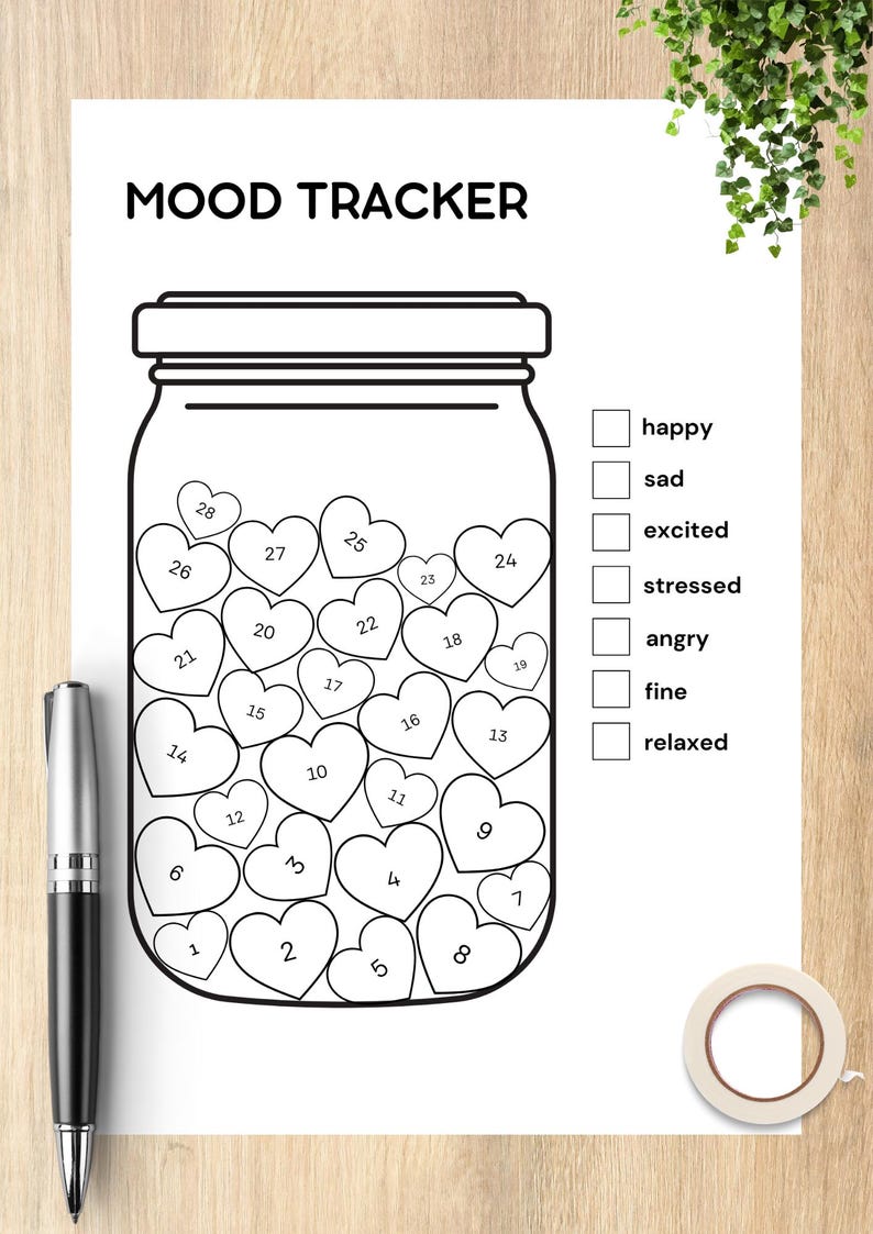 February Mood Tracker, Instant Download, Aesthetic, 2 Pdfs, Journaling ...