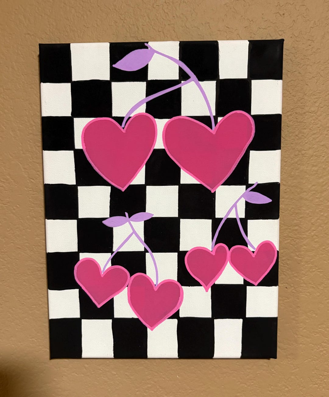 Checkerboard, Cherry Canvas Painting - Etsy