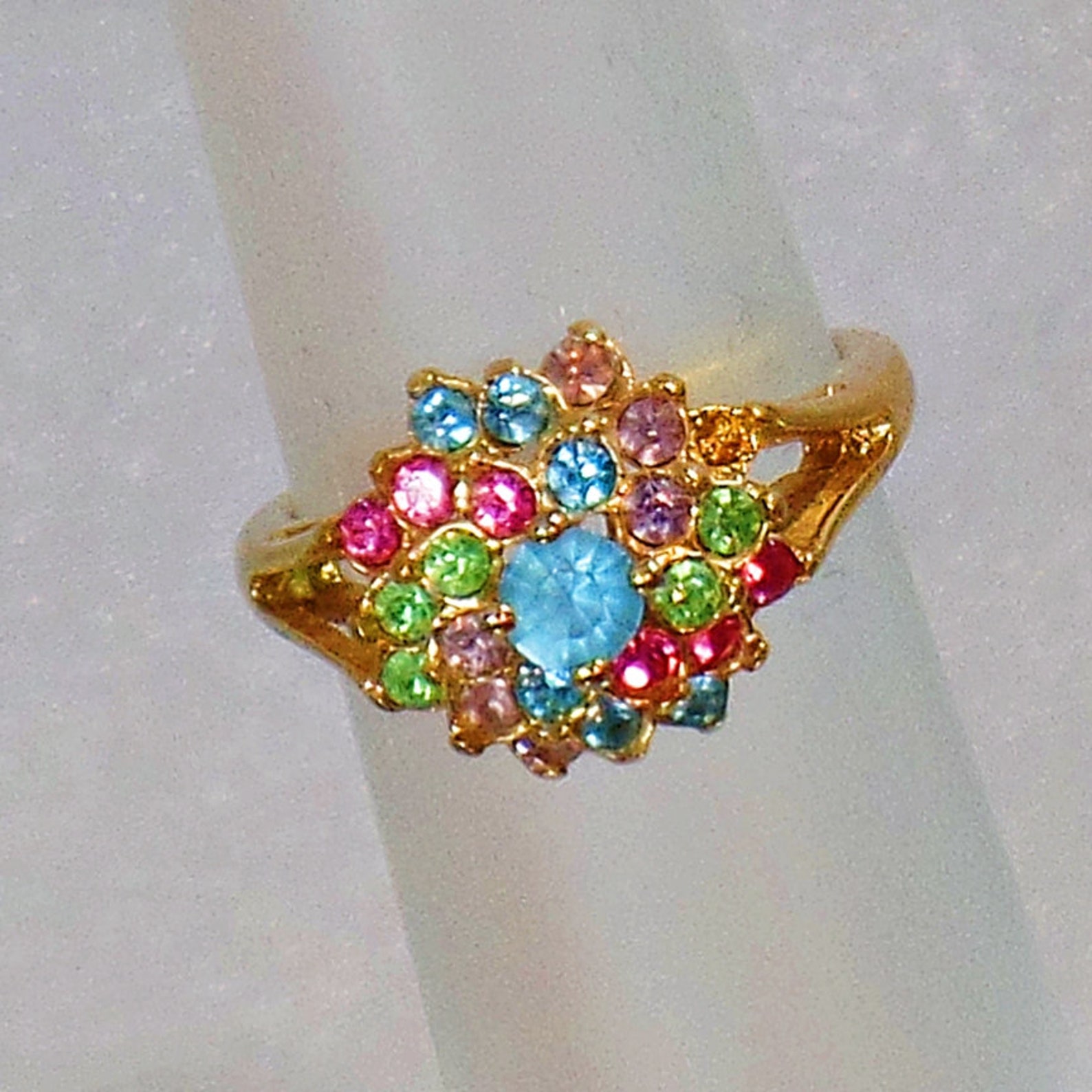 Vintage Ring. Gemstone Ring. Pastel Ring. 18k GE Ring. | Etsy