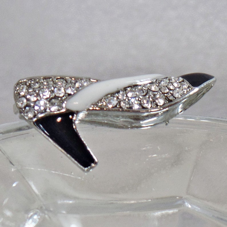 Shoe Brooch. Rhinestone Brooch. Vintage Brooch. Black White - Etsy