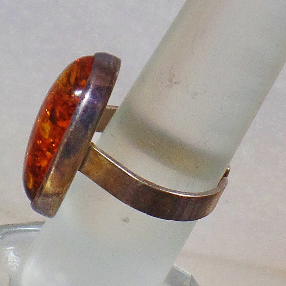 Sterling Silver Amber Ring. Large Oval Genuine Amber 925 Silver Ring ...