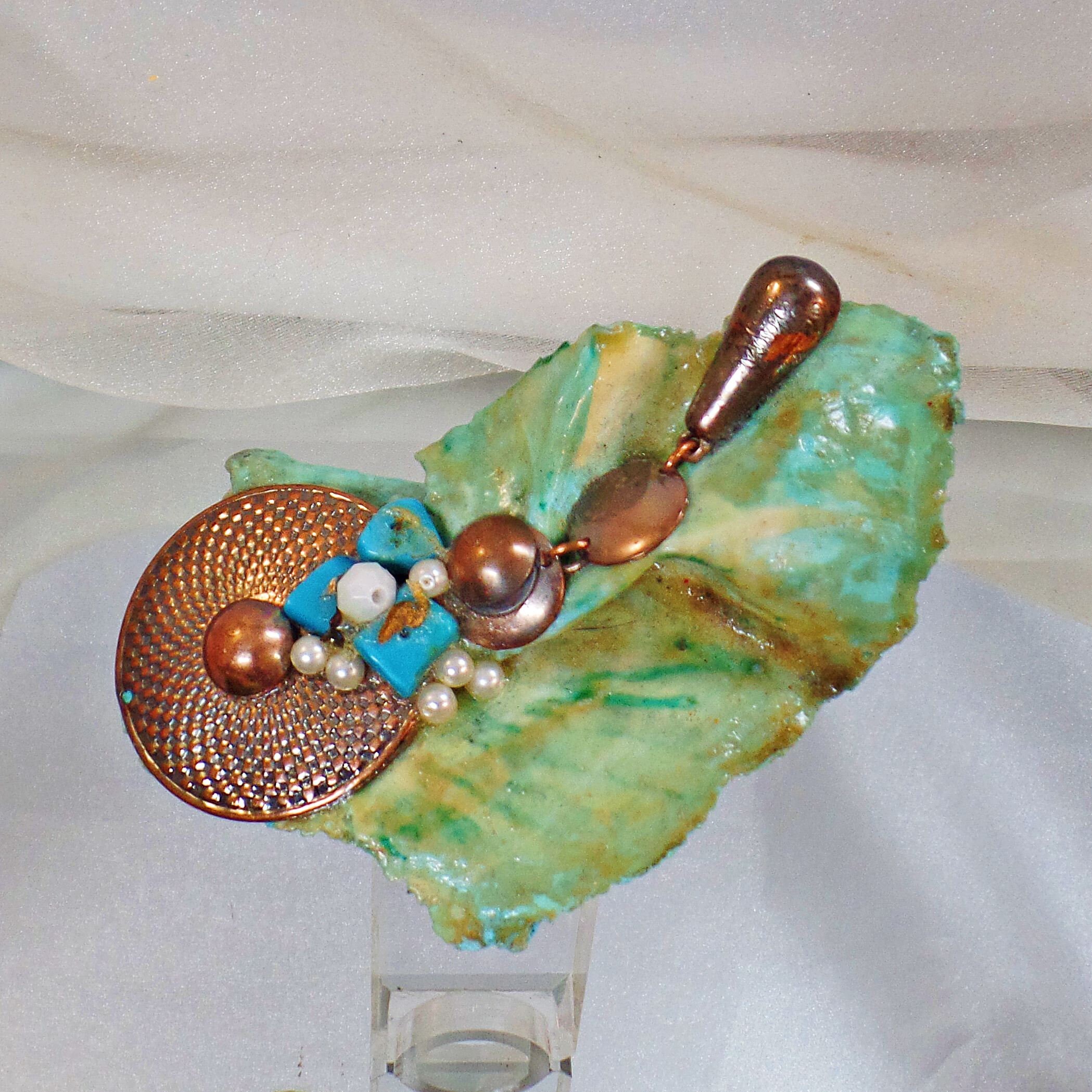 Large Brooch. Handmade Brooch. Abstract Brooch. Turquoise | Etsy