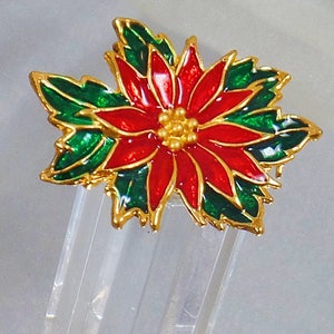 Christmas Brooch. Christmas Pin. Flower Brooch. Red Green Poinsettia ...