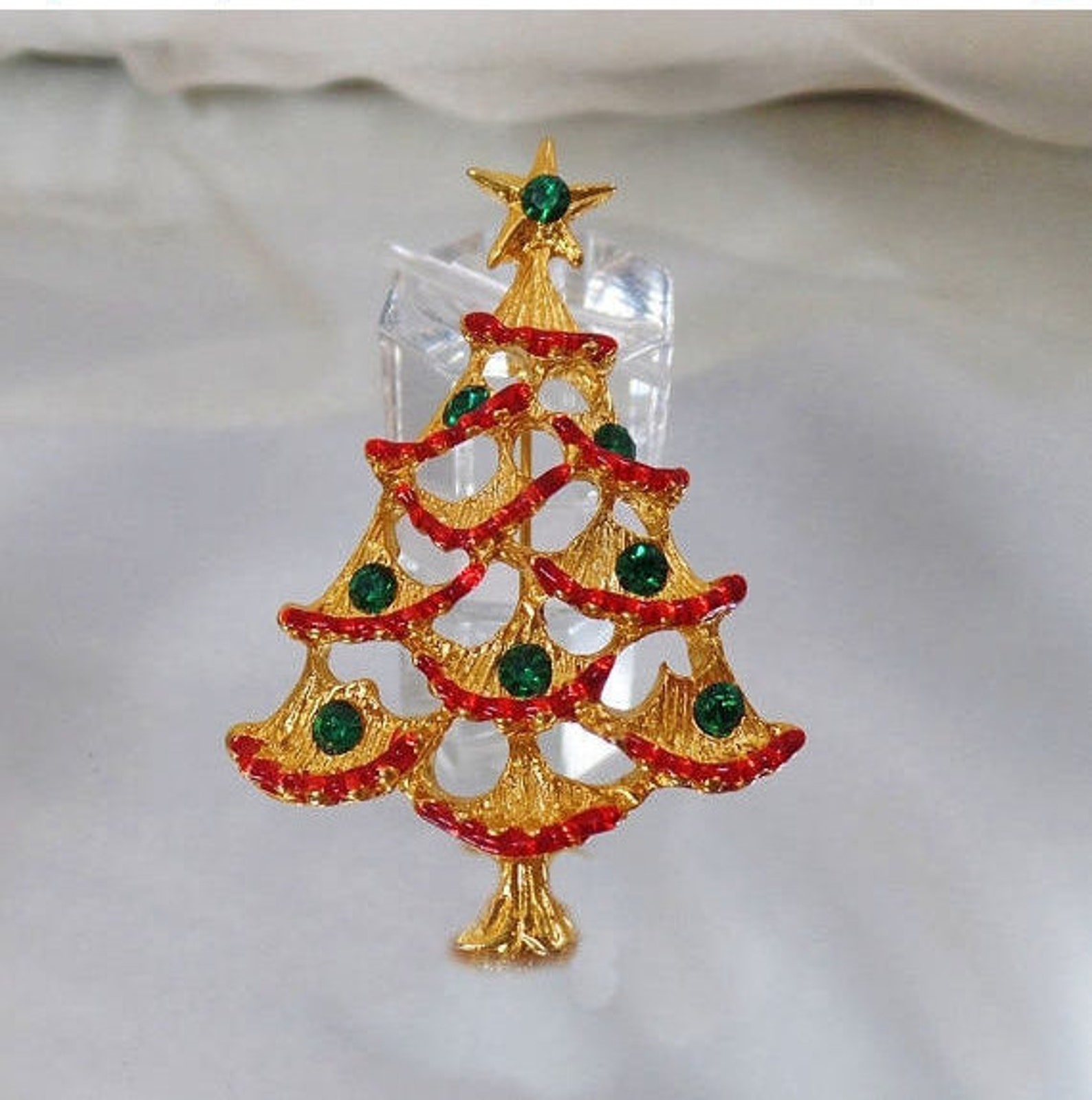 Christmas Brooch. Christmas Pin. Red Green Rhinestone - Etsy