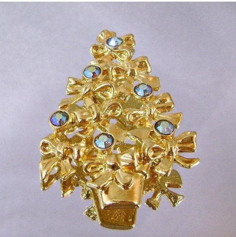 Christmas Brooch. Rhinestone Christmas Tree Brooch. Vintage Brooch ...