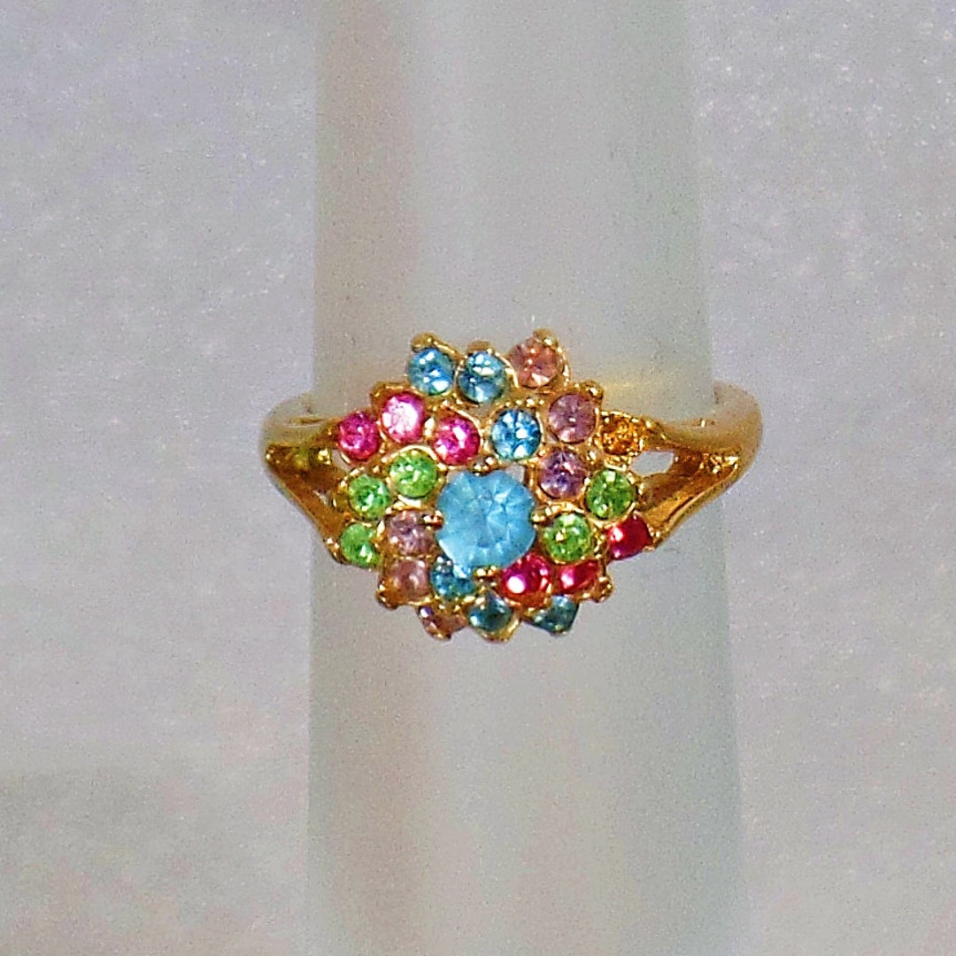 Vintage Ring. Gemstone Ring. Pastel Ring. 18k GE Ring. Cocktail Ring ...