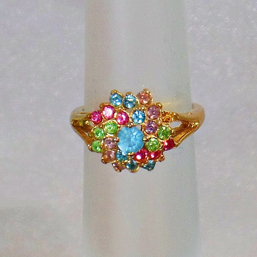 Vintage Ring. Gemstone Ring. Pastel Ring. 18k GE Ring. | Etsy