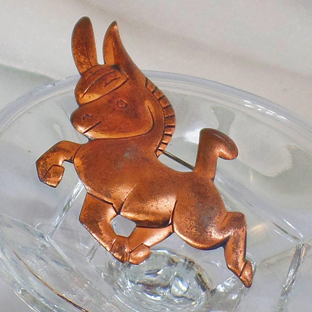 Copper Donkey Brooch. Political Democrat Copper Donkey Pin. Copper ...