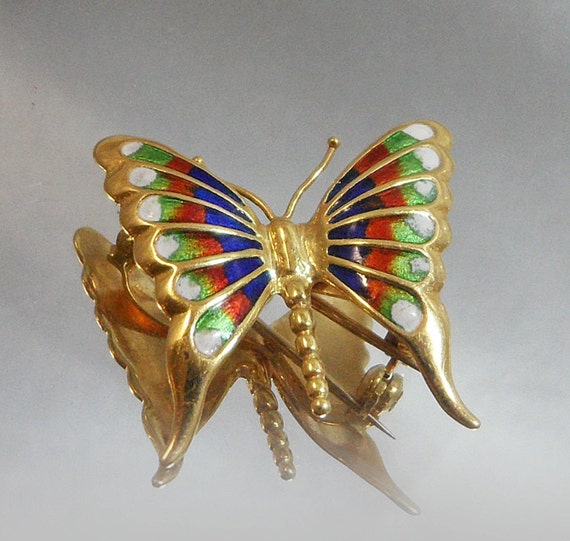 Antique gold butterfly brooch store