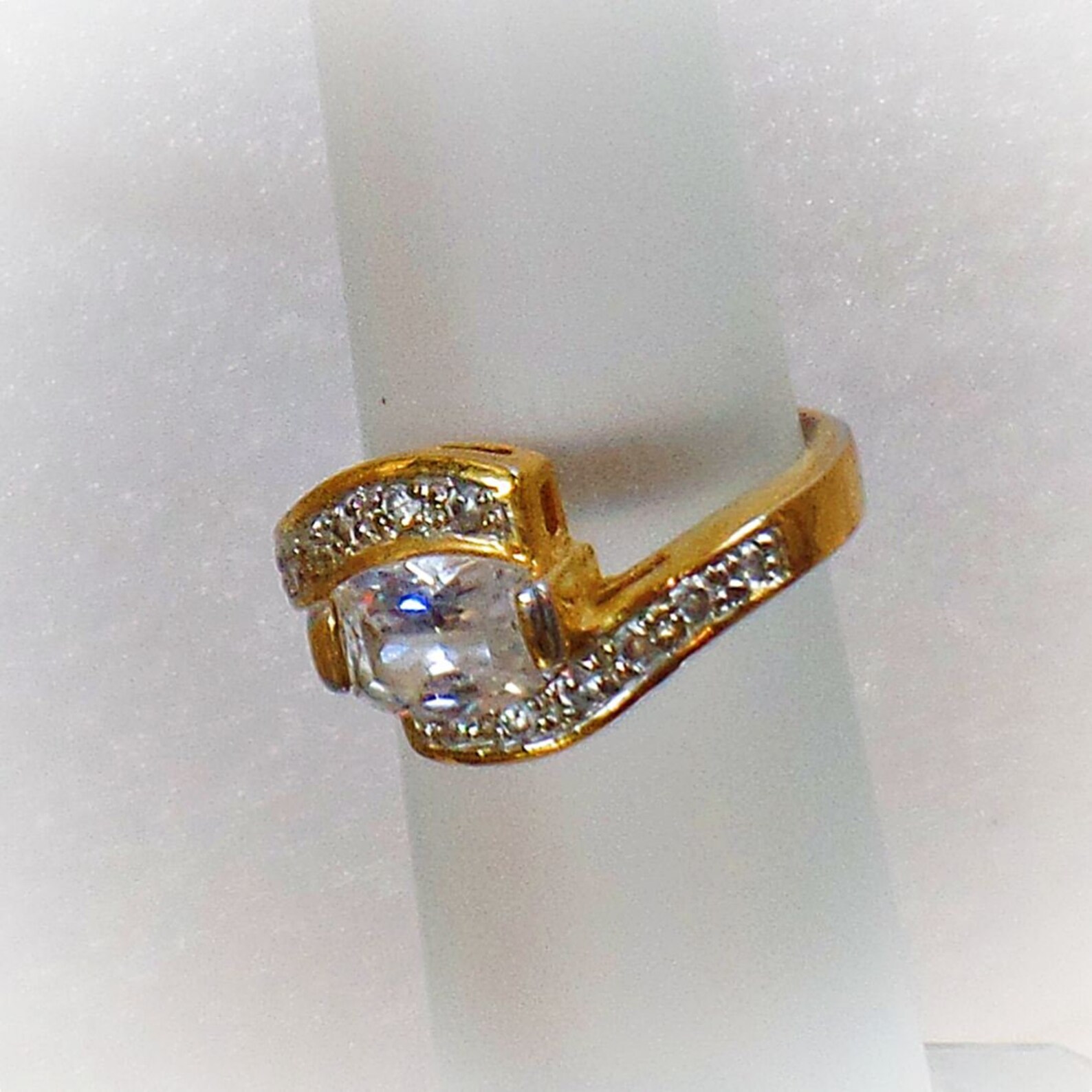 Gold Ring. CZ Ring. Vintage Ring. Bypass Ring. Large Ring. | Etsy