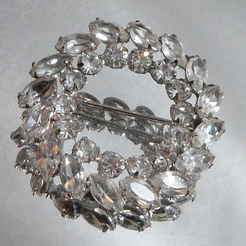 Silver Brooch. Silver Pin. Sterling Silver Rhinestone Brooch. - Etsy