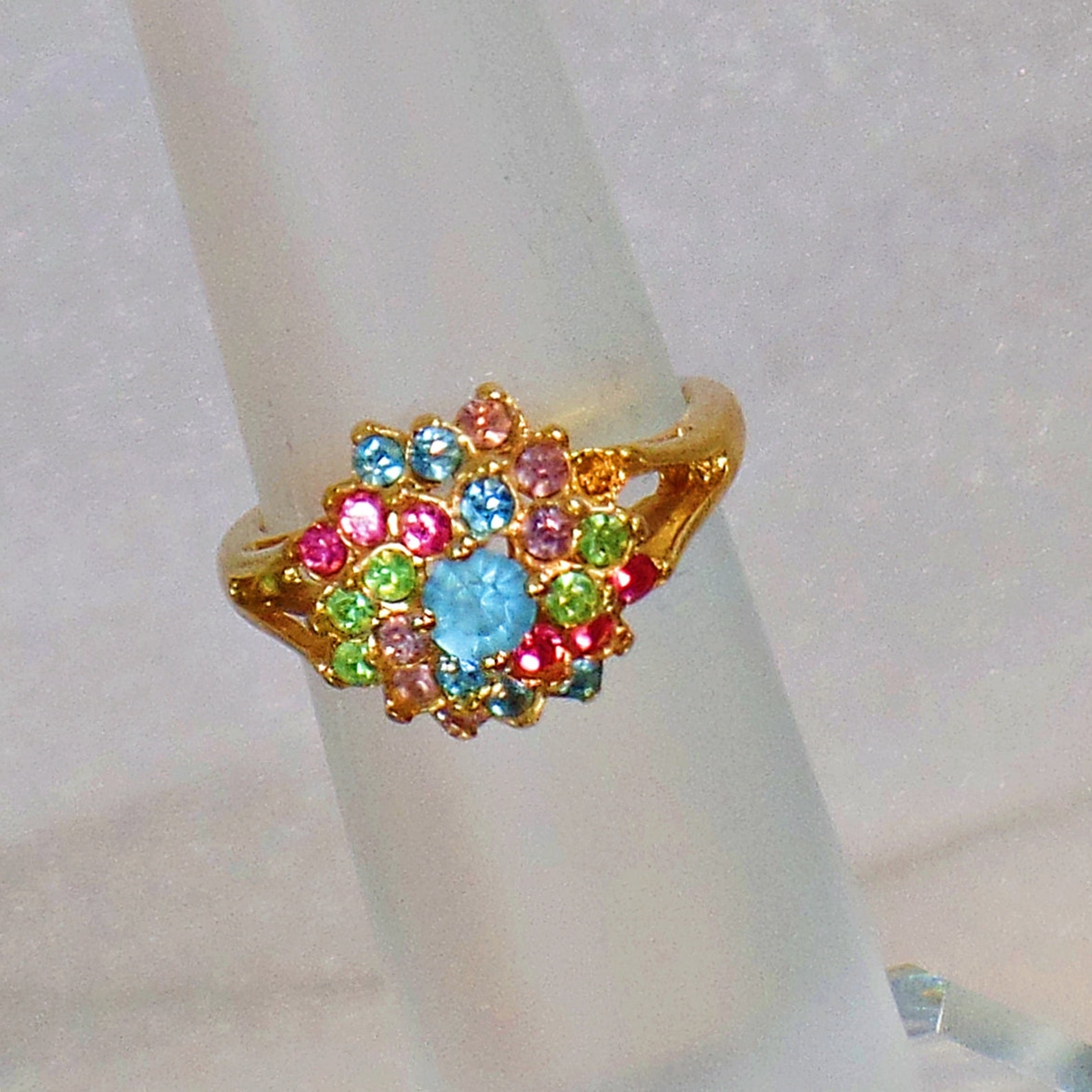 Vintage Ring. Gemstone Ring. Pastel Ring. 18k GE Ring. Cocktail Ring ...