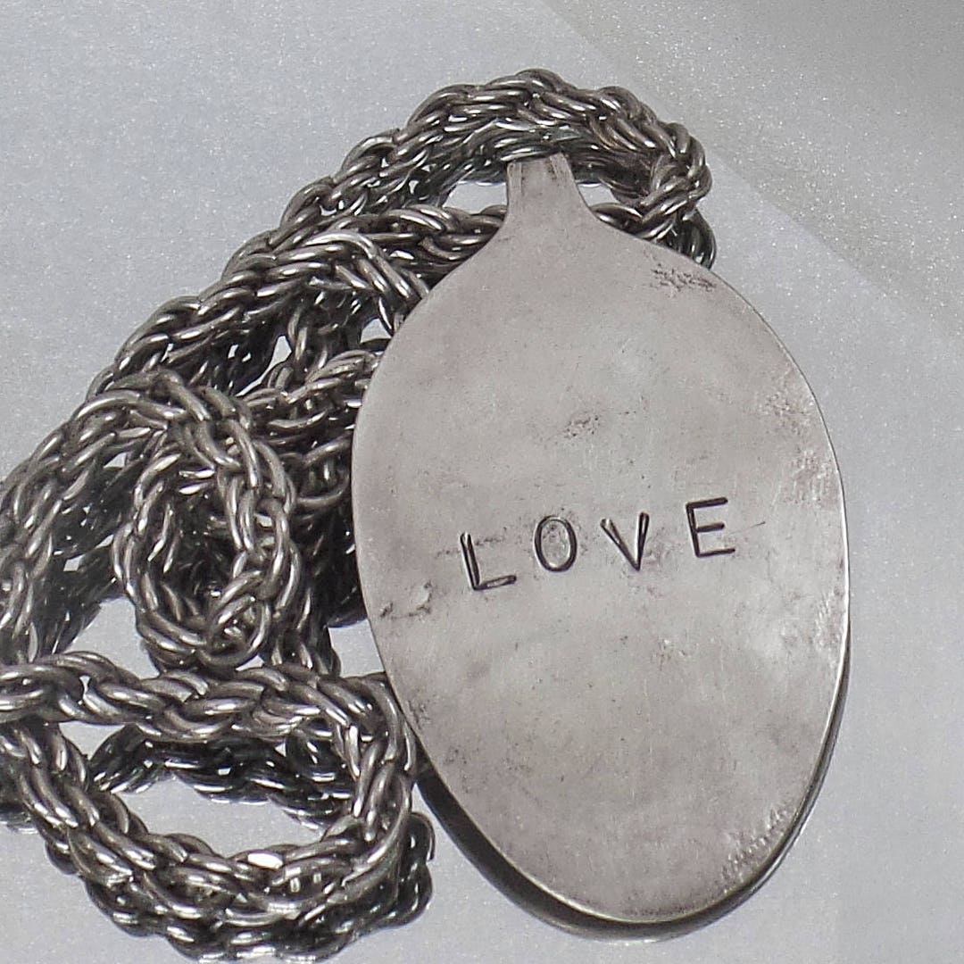 Love Spoon Necklace. Hammered Silver Plated Spoon Necklace. Love Silver ...