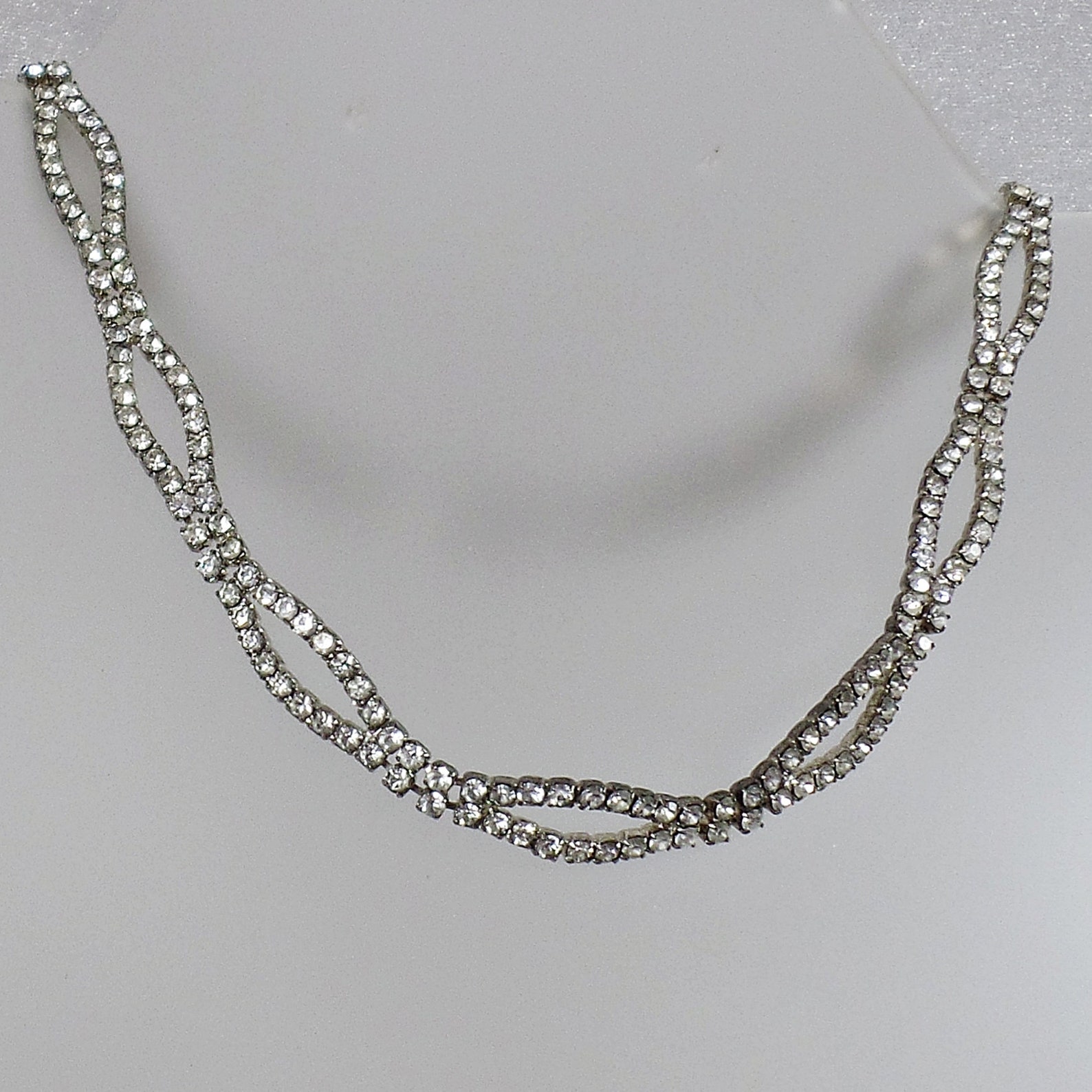 Rhinestone Necklace. Vintage Necklace. Clear Rhinestones - Etsy