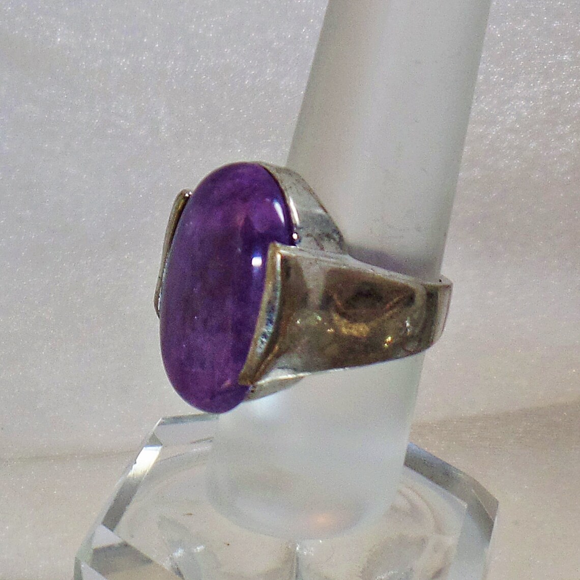 Purple Amethyst Ring. Sterling Silver Amethyst Ring. Modernist Ring ...
