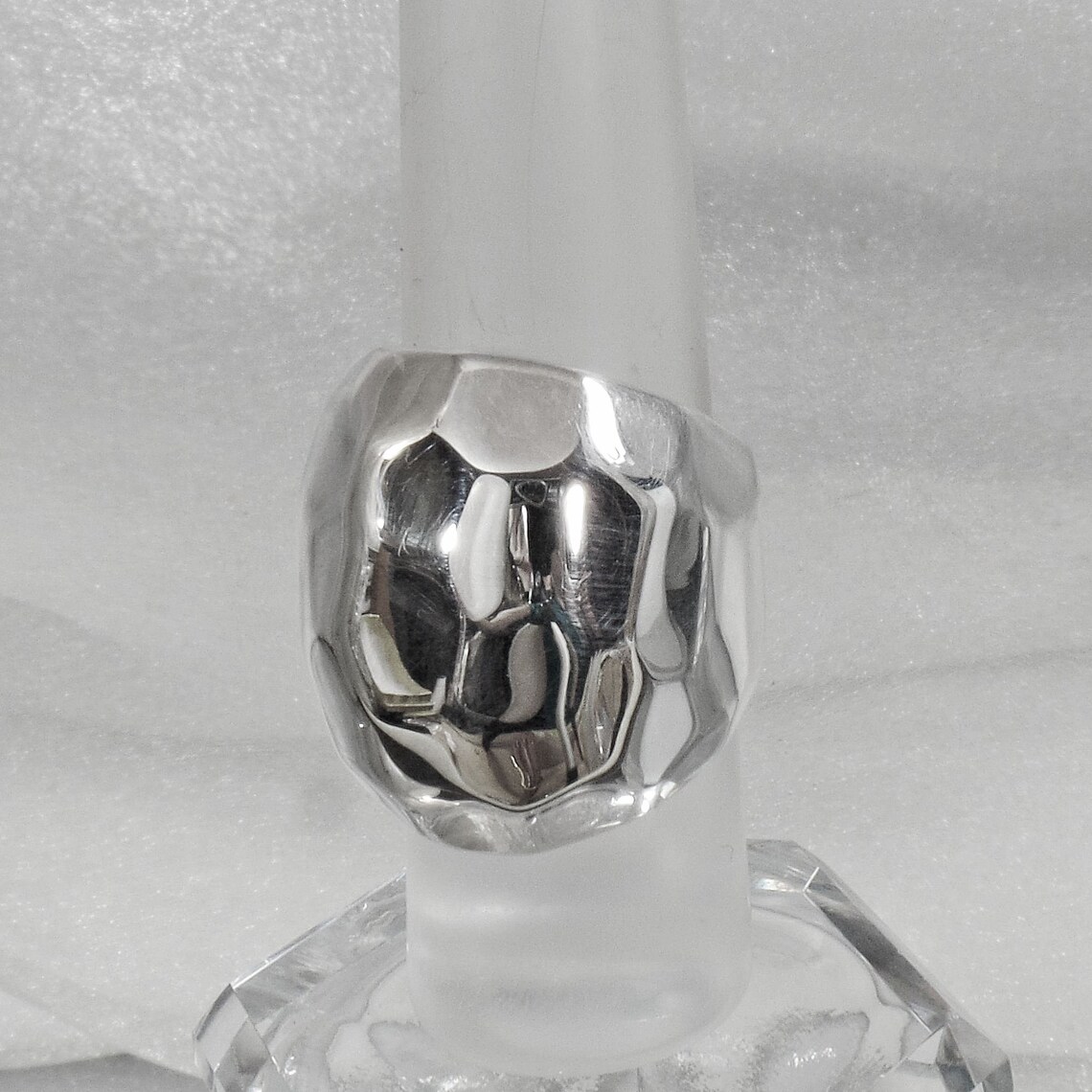 Silver Dome Ring. Hammered Silver Ring. Statement Ring. Heavy - Etsy