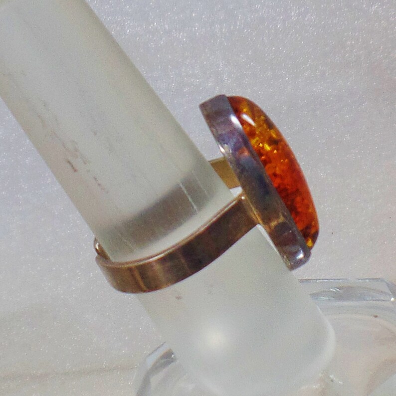 Sterling Silver Amber Ring. Large Oval Genuine Amber 925 Silver Ring ...