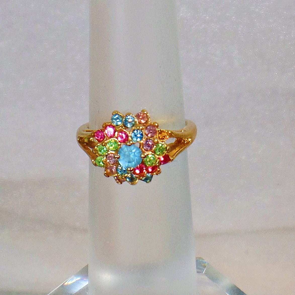 Vintage Ring. Gemstone Ring. Pastel Ring. 18k GE Ring. Cocktail Ring ...