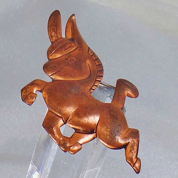 Copper Donkey Brooch. Political Democrat Copper Donk… - Gem